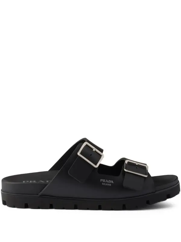 Prada Double Buckle Sandals - Black
