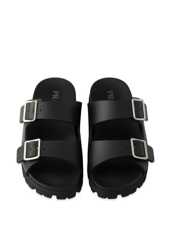 Prada Double Buckle Sandals - Black