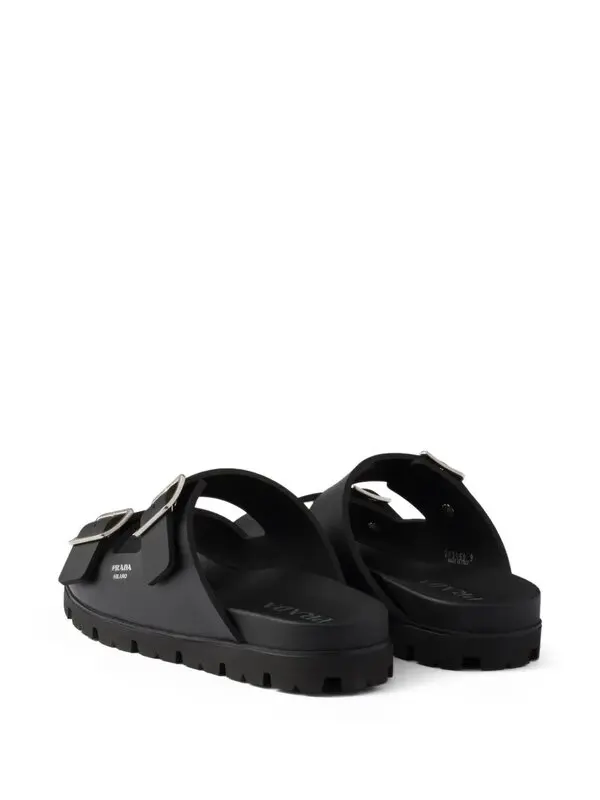Prada Double Buckle Sandals - Black