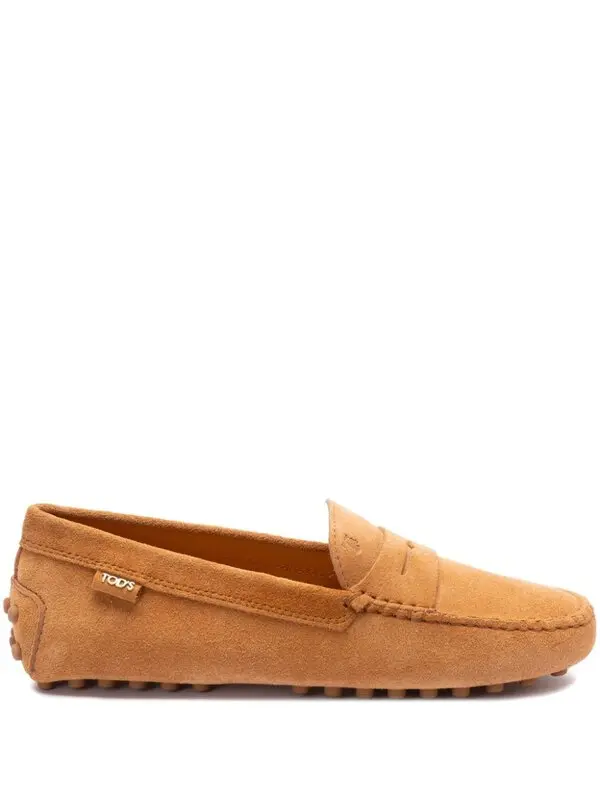 TOD`S Suede Gommino Driving Loafers - Nude & Neutrals