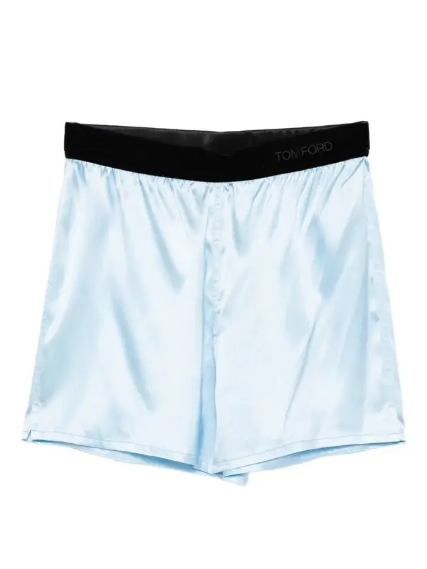 TOM FORD Stretch Silk Satin Shorts - Blue
