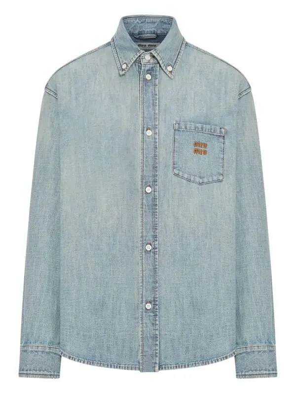 Miu Miu Chambray Denim Shirt - Blue