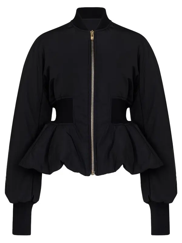 Alaïa Nylon Peplum Bomber - Black