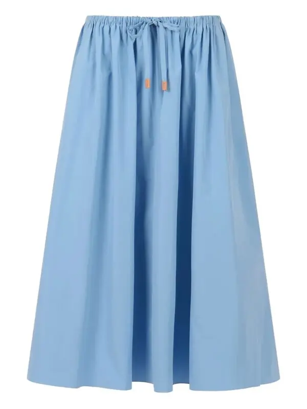 Marni Organic Poplin Drawstring Midi Skirt - Blue