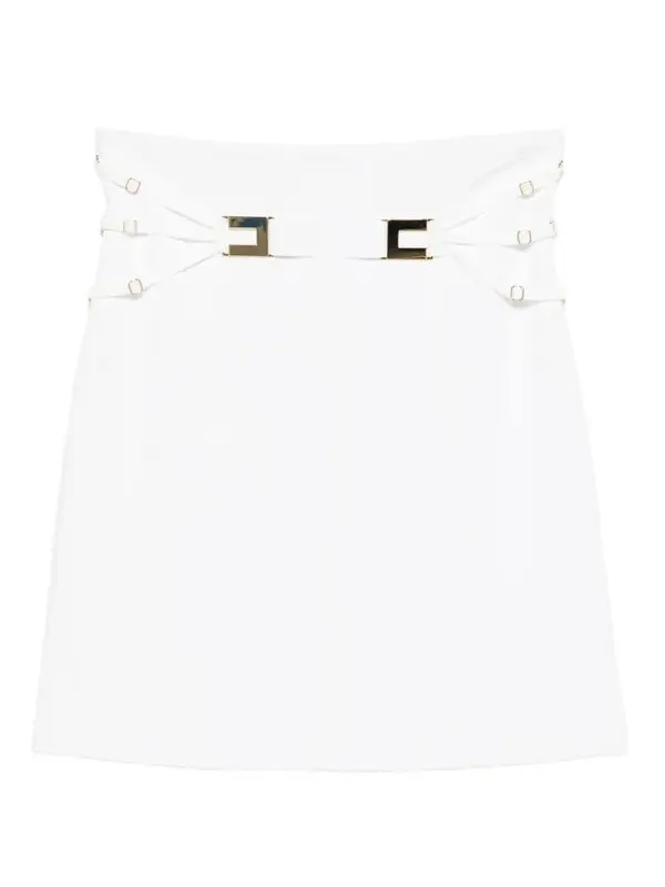 Elisabetta Franchi Mini Stretch Crêpe Skirt With Elastics - White