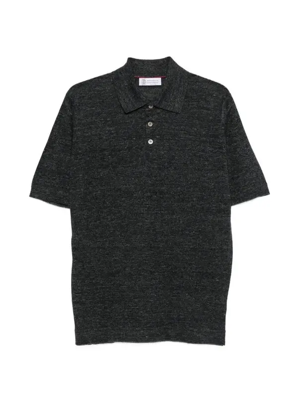 Brunello Cucinelli Linen And Cotton Knit Polo - Grey