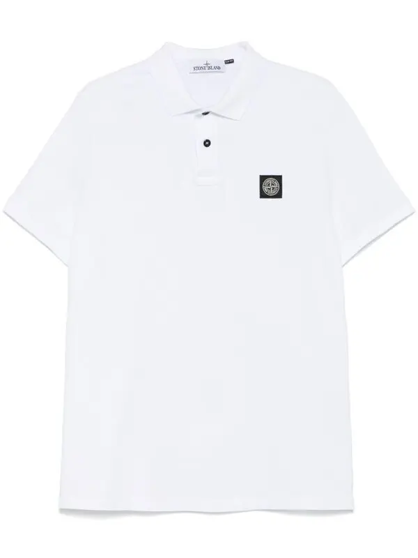 Stone Island Slim Fit Stretch Cotton Piqué Polo Shirt - White