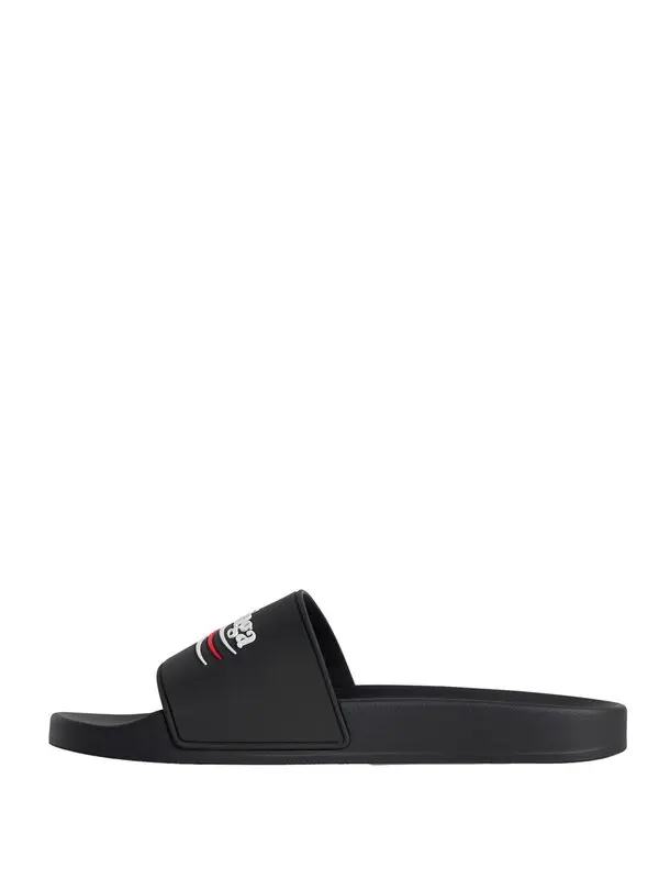 Balenciaga Rubber Pool Slide Sandals - Black