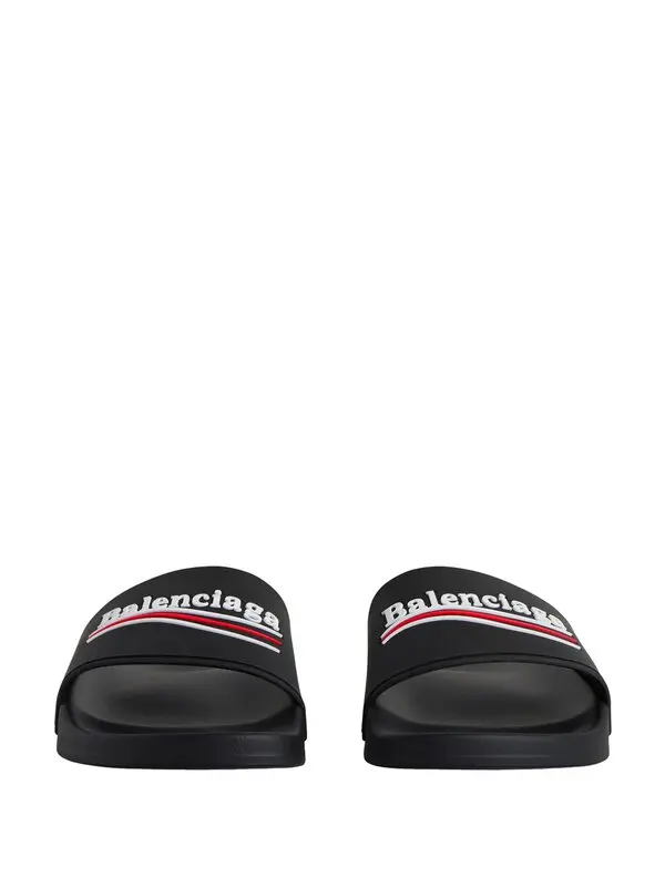 Balenciaga Rubber Pool Slide Sandals - Black