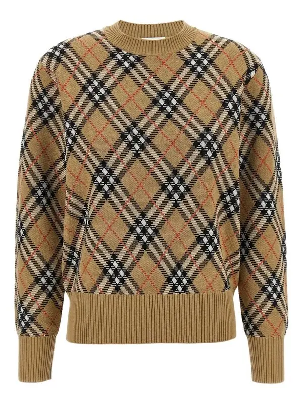 Burberry Wool Check Pullover - Nude & Neutrals