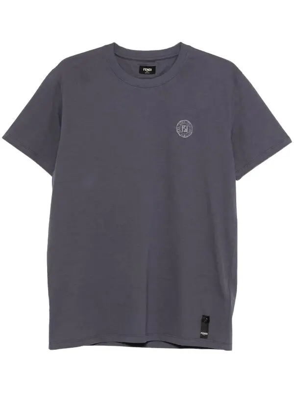Fendi Cotton T-shirt With Ff Postcards Logo Print - Blue