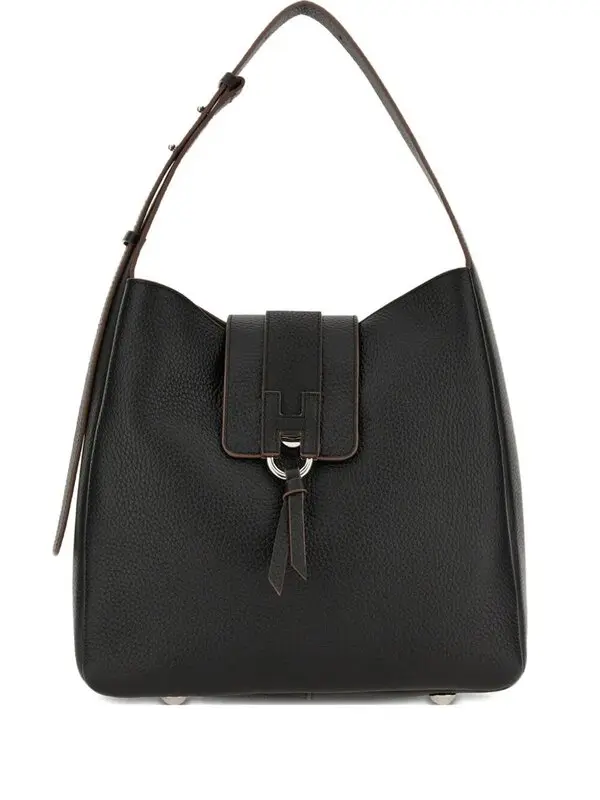 Hogan Trend Hobo Shoulder Bag In Nappa Leather - Black