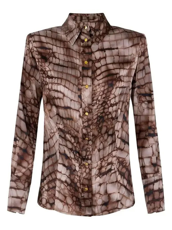 Elisabetta Franchi Satin Alligator Print Shirt
