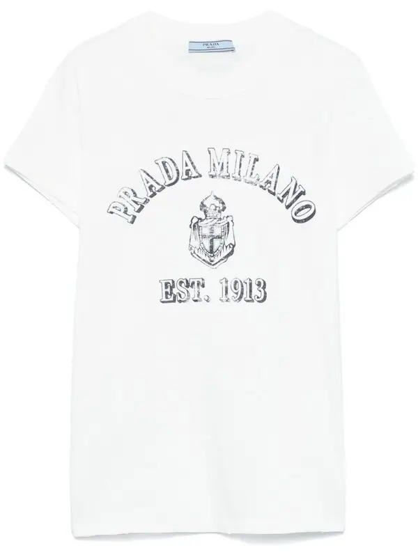 Prada Logo Print Jersey T-shirt - White