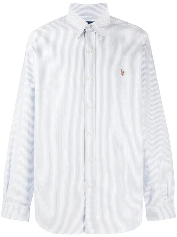 Polo Ralph Lauren Custom-fit Striped Oxford Shirt - Blue