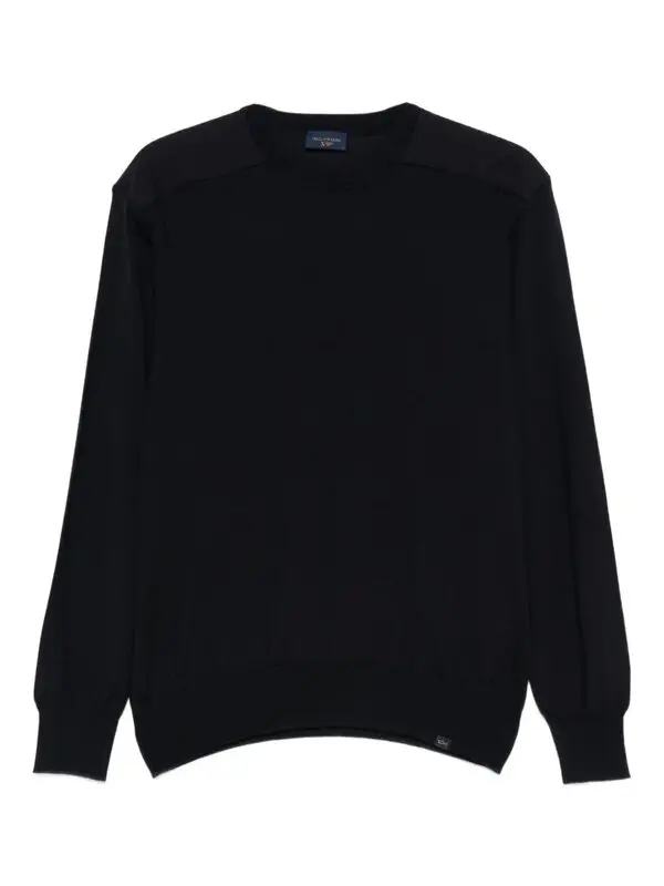 Paul & Shark Crew Neck Wool Pullover - Black