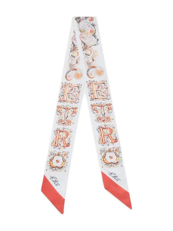 Etro Silk Scarf With Logo And Paisley Floral Pattern - Multi