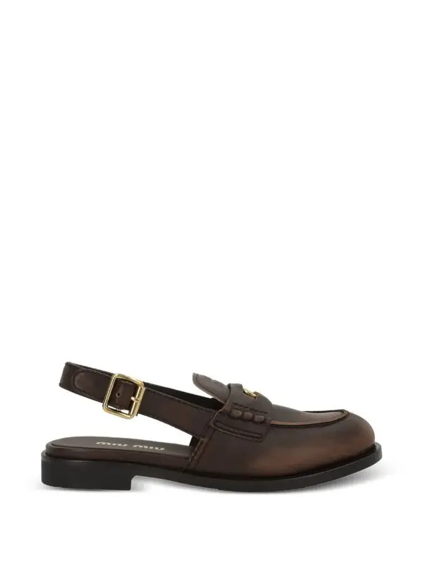 Miu Miu Slingback Loafers - Brown