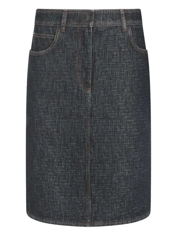 Fendi Flared Midi Denim Skirt - Blue