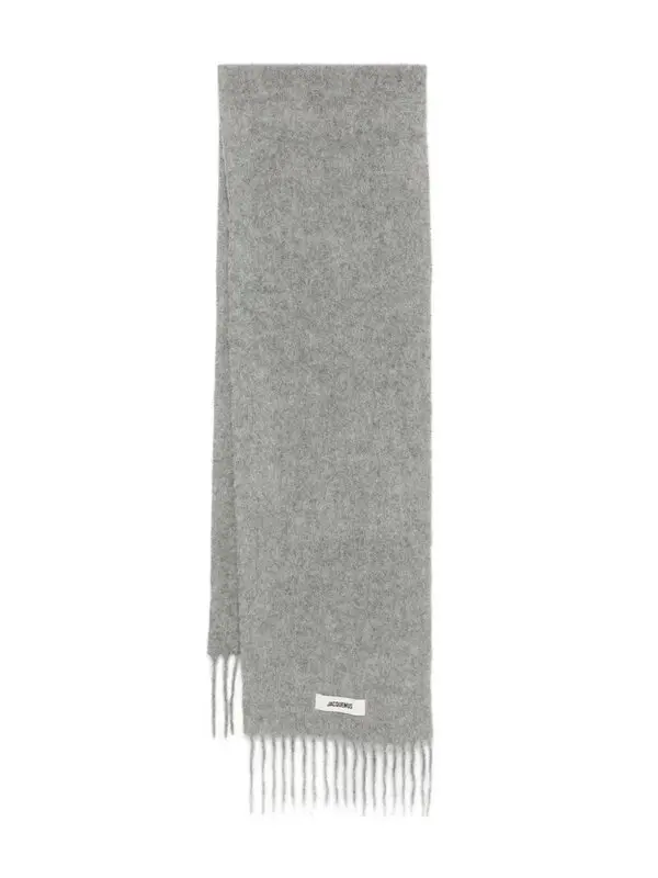 Jacquemus Fringed Carro Scarf - Grey