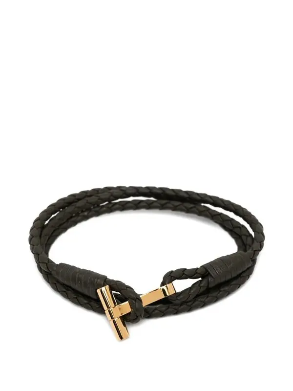 TOM FORD Braided Leather Bracelet - Green