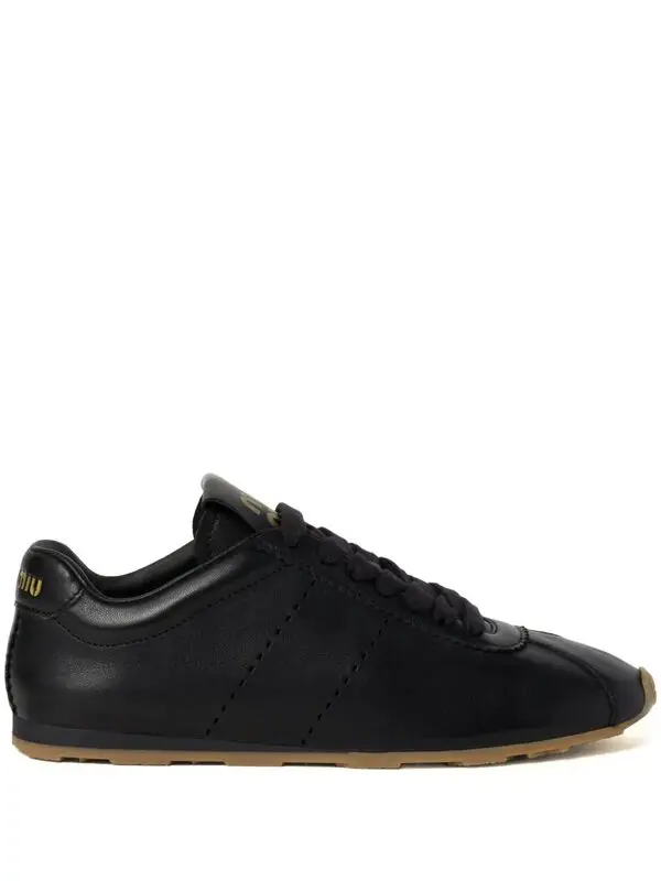Miu Miu Plume Nappa Leather Sneakers - Black