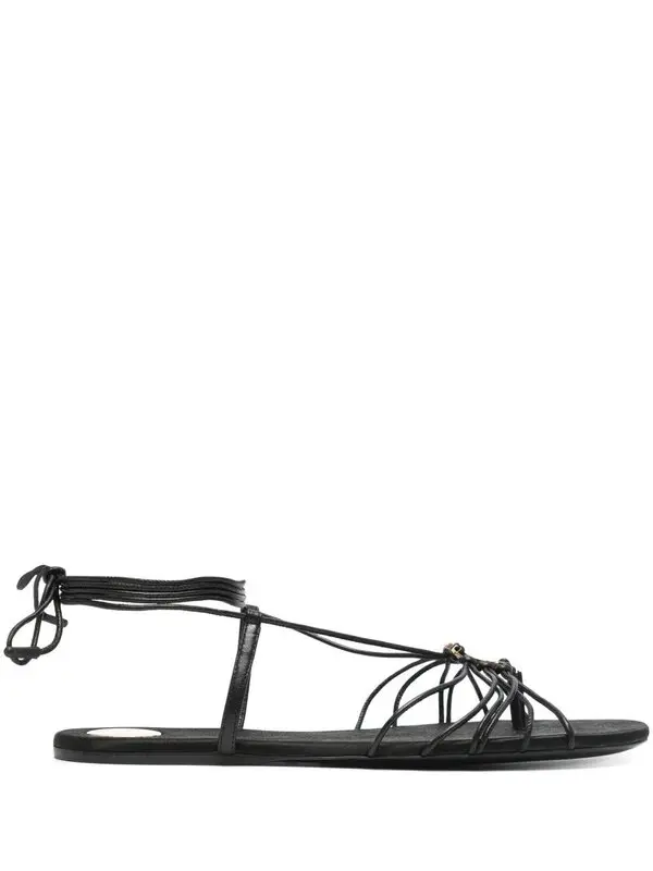 Saint Laurent Ankle Strap Babylone Flat Sandals - Black