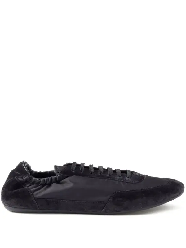 Prada Re-nylon And Suede Elasticized Sneakers - Black