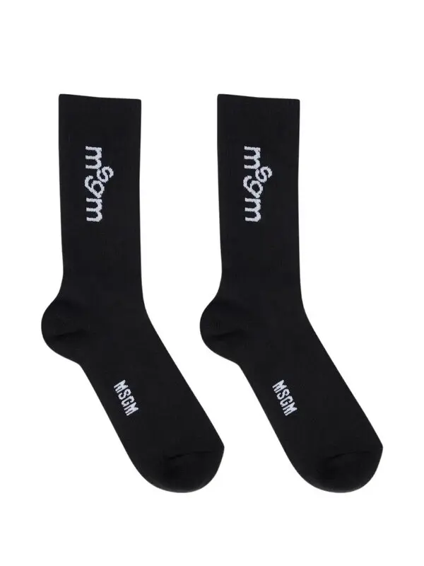 MSGM Jacquard Logo Socks - Black