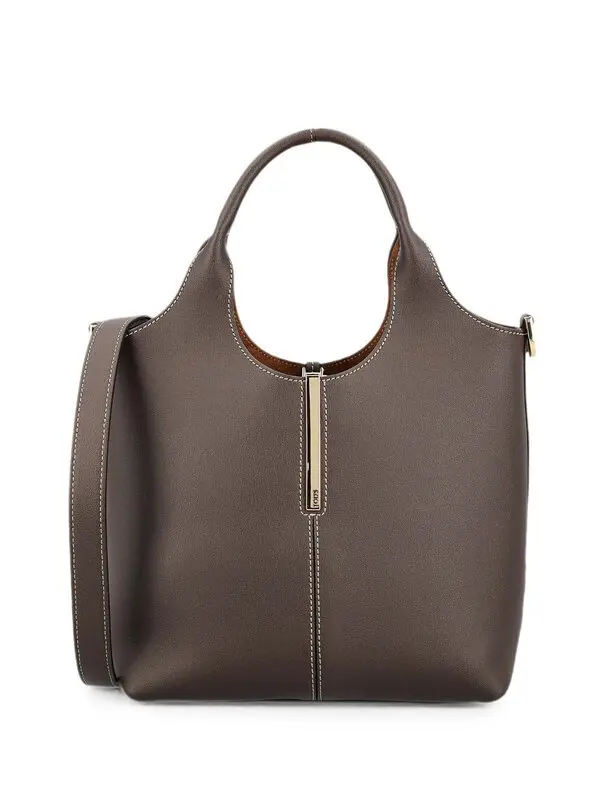 TOD`S Tod's Mini Leather Shopping Bag With Metal Bar - Brown