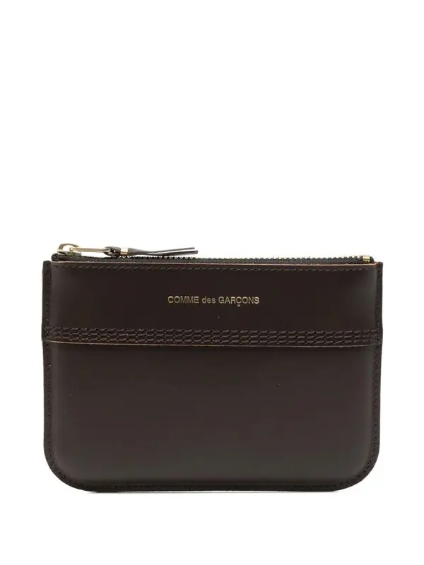 Comme Des Garçons Triple Stitch Coin Purse With Zip - Brown