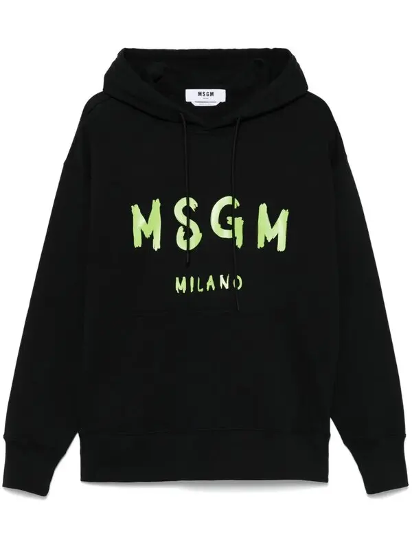 MSGM Relaxed-fit Logo-print Hoodie - Black