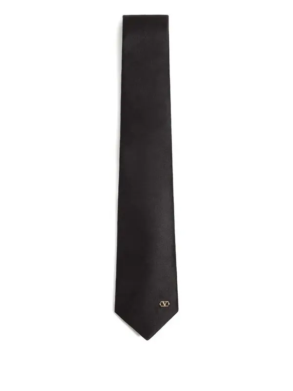 Valentino Garavani Silk Neck Tie With Vlogo Signature - Black