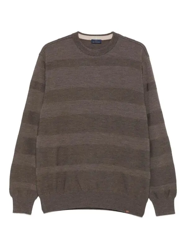 Paul & Shark Striped Crew Neck Wool Pullover - Brown
