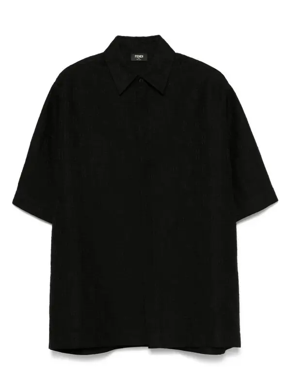 Fendi Linen Ff Jacquard Oversize Shirt - Black