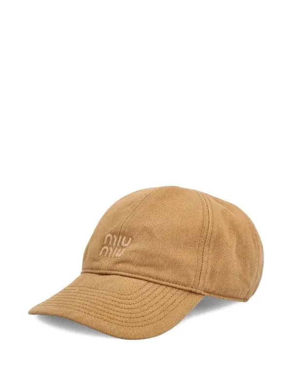Miu Miu Washed Drill Baseball Cap - Brown