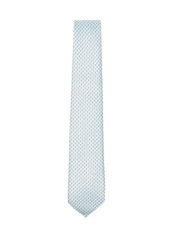 Giorgio Armani Silk Neck Tie With Geometric Pattern - Blue