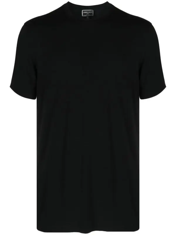 Giorgio Armani Icon Crew-neck T-shirt In Stretch Viscose Jersey - Black
