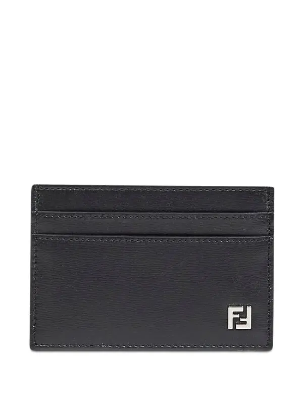Fendi Slim Squared Ff Leather Cardholder - Black
