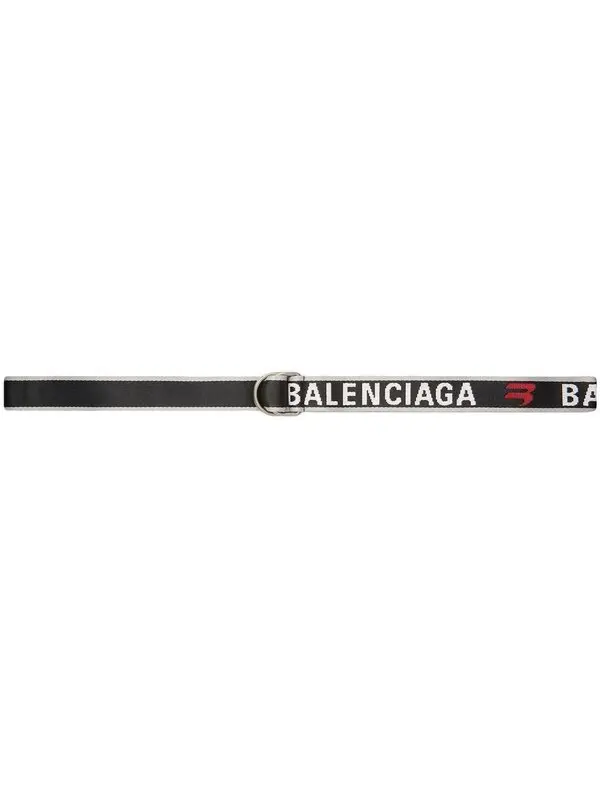 Balenciaga D-ring Belt With Jacquard Logo - Grey