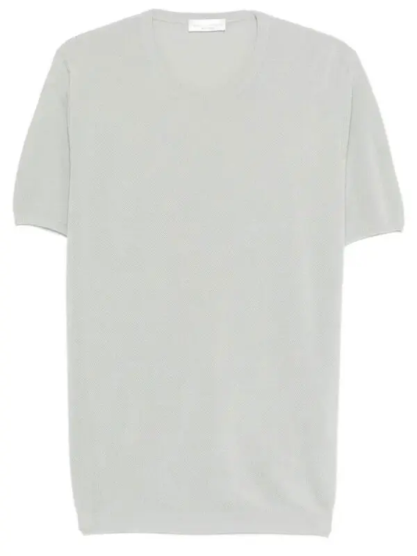 ROBERTO COLLINA Short Sleeve Cotton Blend Sweater - Grey