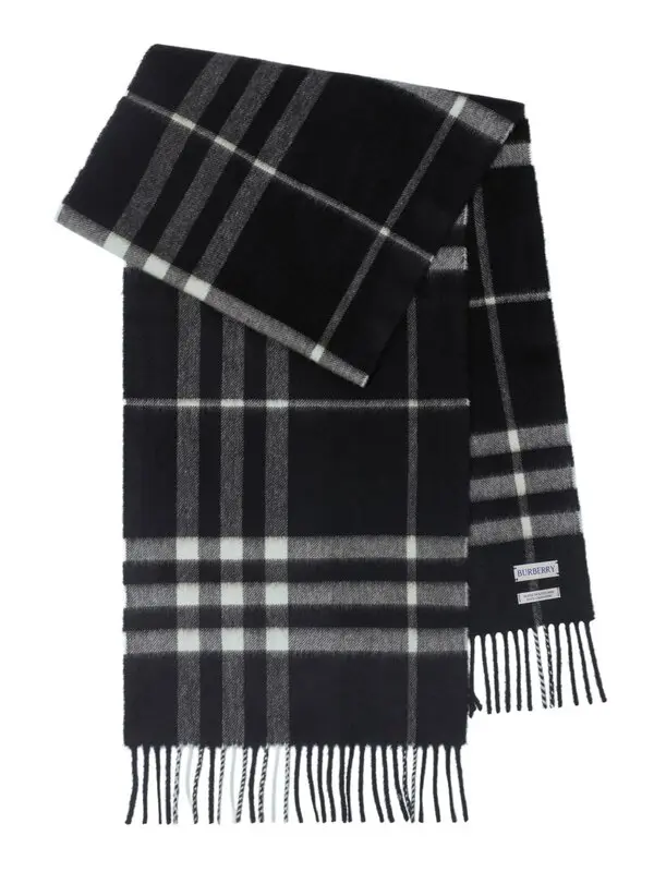 Burberry Check Cashmere Scarf - Black