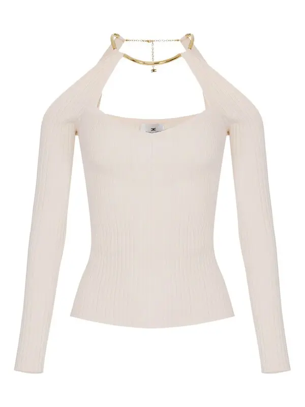 Elisabetta Franchi Knit Top With Jewel Detail