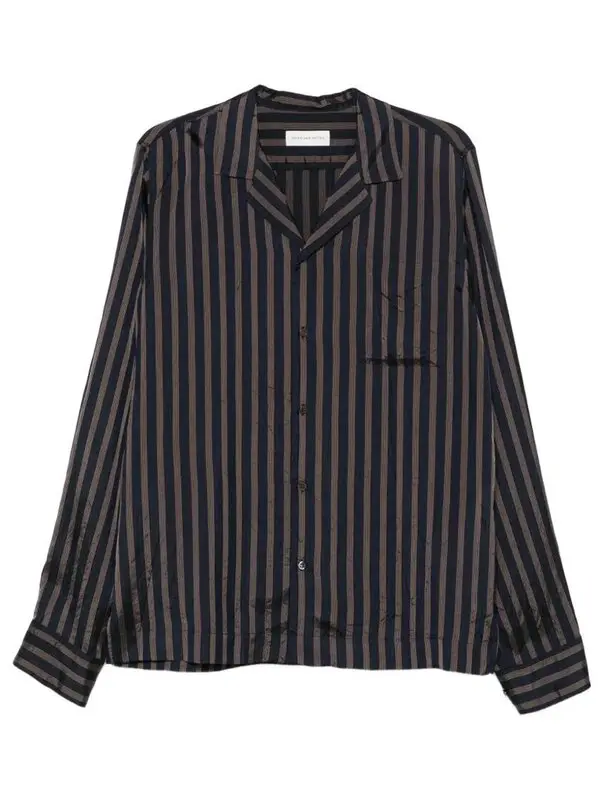 Dries Van Noten Carly Shirt In Striped Cupro - Blue