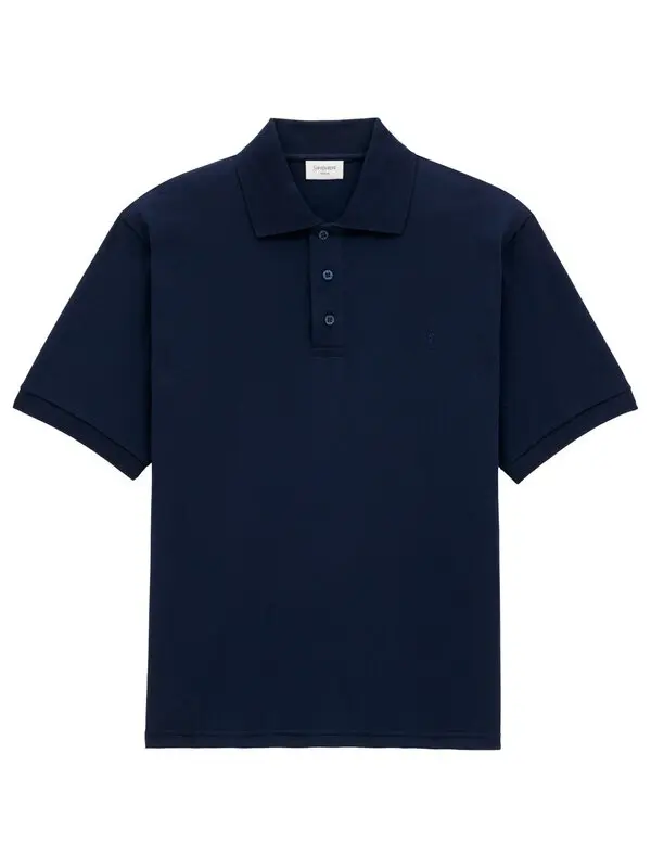 Saint Laurent Cassandre Piqué Polo Shirt - Blue