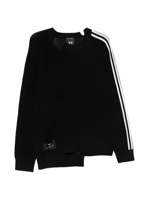 Y3 Long Sleeved Pullover In Lace Knit - Black