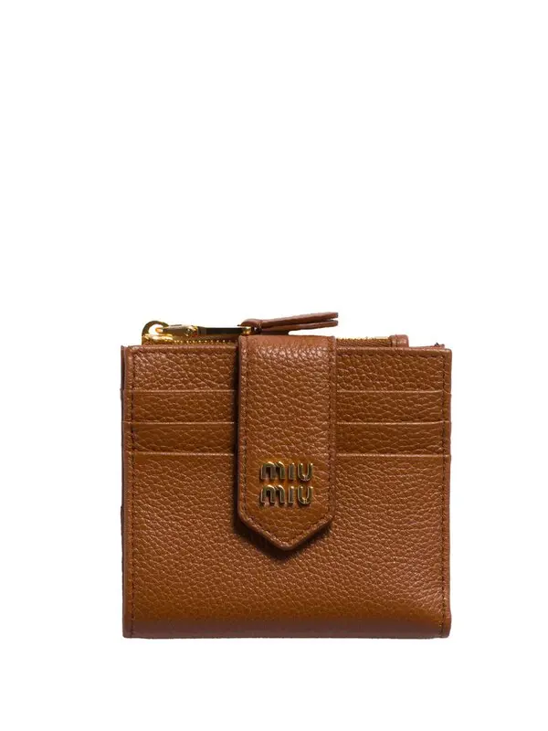 Miu Miu Small Leather Wallet With Coin Purse - Brown