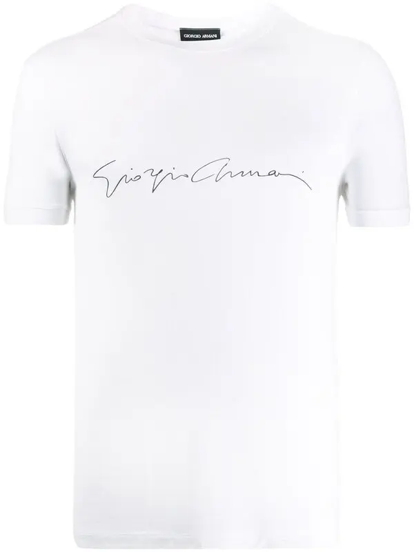 Giorgio Armani Stretch Viscose T-shirt With Signature Logo - White
