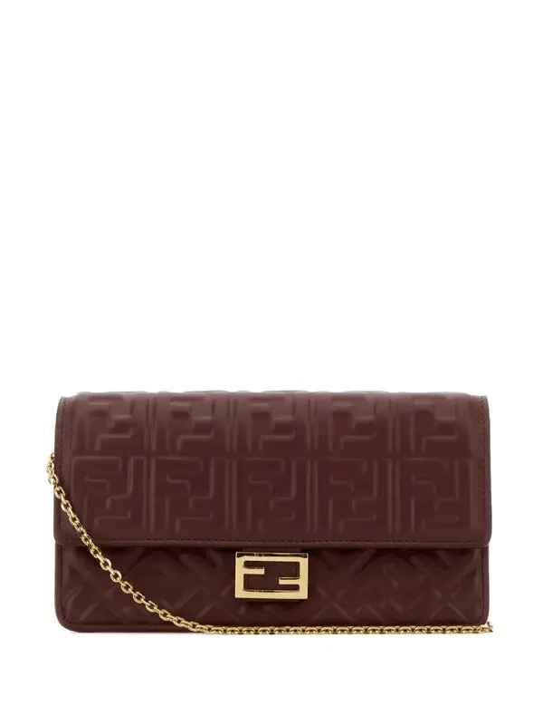 Fendi Wallet On Chain Baguette In Nappa With Ff Pattern - Red