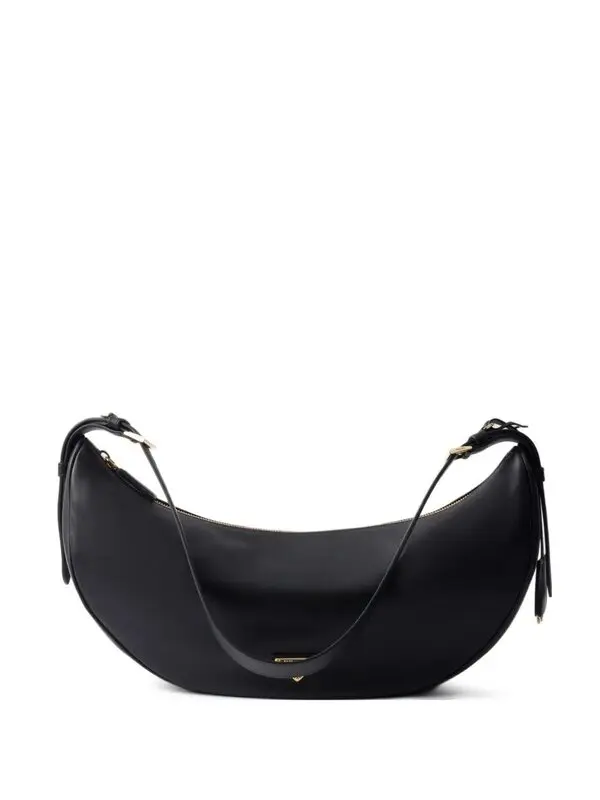 Prada Demi-lune Large Leather Shoulder Bag - Black